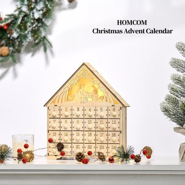 HOMCOM Christmas Advent Calendaクリスマスをオシャレなインテリアで楽しみましょう！置くだけでクリスマス感がアップするアドベントカレンダーです。カラー ：ナチュラル材質：合板サイズ：幅 26.６cm x 奥行き ...