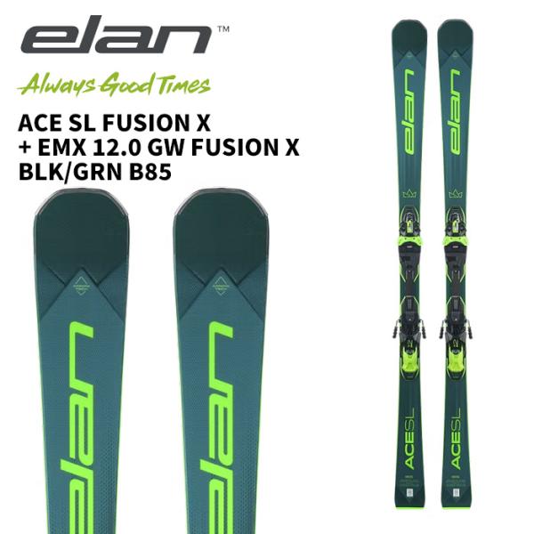 ELAN エラン スキー板 ACE SL FUSION X + EMX 12.0 GW FUSION X BLK/GRN ビンディングセット 25-26モデル