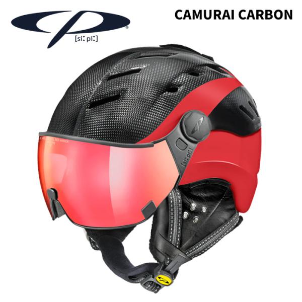 CP シーピー ヘルメット CAMURAI CARBON SRS（カーボンシャイン×レッドシャイン）25-26モデル　バイザー付きヘルメット