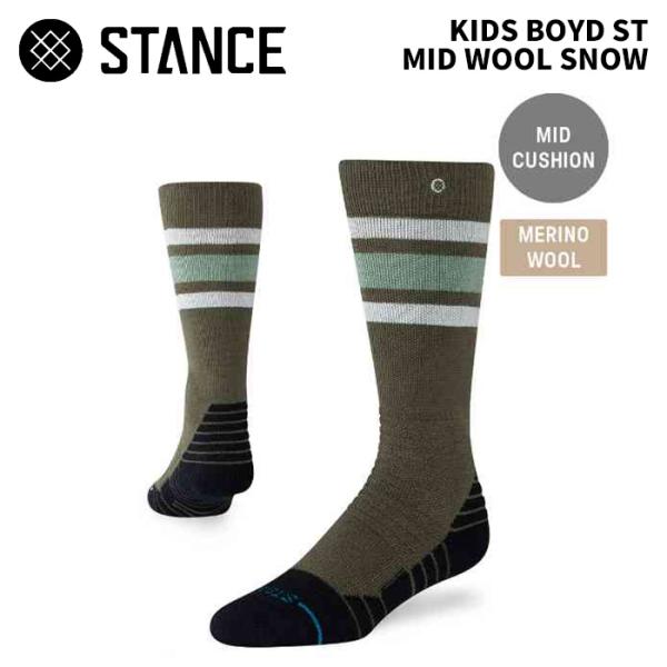 子供用 STANCE スタンス ソックス KIDS BOYD ST MID WOOL SNOW 25-26 モデル キッズ 靴下【返品交換不可商品】