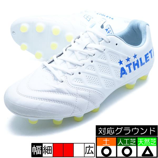 サッカースパイクメーカー：アスレタ ATHLETAカラー：WHTアッパー：天然皮革(カンガルー表革)/マイクロファイバー人工皮革アウトソール：合成樹脂【在庫について】当ショップは、店頭及び自社サイトにて在庫を共有している為、在庫更新の時間差...