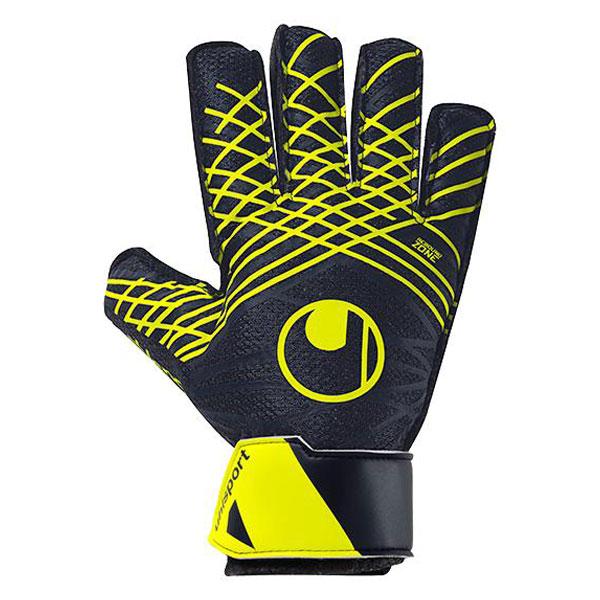 キーパーグローブ GKグローブ ゴールキーパーグローブメーカー：ウールシュポルト uhlsportカラー：ネイビー×フローイエロー素材：●サイドフィンガー：ノーガセットアウトシーム●指股：メッシュテキスタイル●バックハンド：EVA、メッシュ...