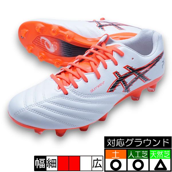 サッカースパイクメーカー：アシックス asicsカラー：White/Flash Redアッパー：人工皮革（合成皮革）・合成樹脂アウトソール：合成底（ナイロン）・合成底（ウレタン）スピードとフィットを求めるエリートプレーヤーへ。DFを置き去り...