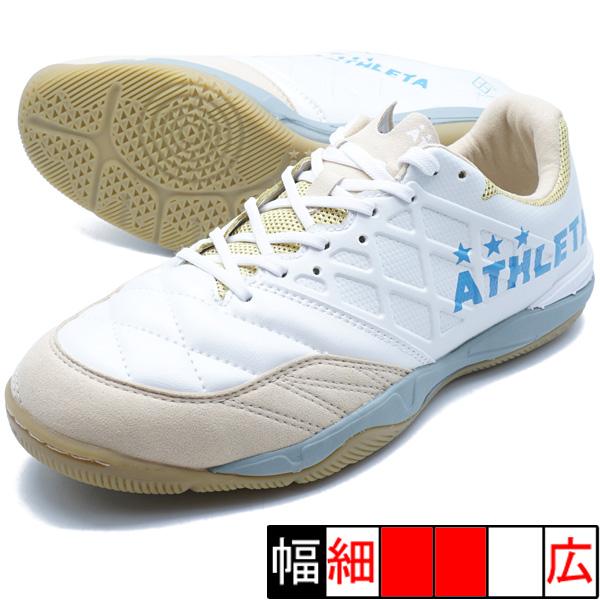 フットサルシューズ インドア 室内用メーカー：アスレタ ATHLETAカラー：【18】PWHアッパー：マイクロファイバー×合成樹脂×合成繊維ミッドソール：合成底（EVA）アウトソール：合成底（ラバー）クッション性、安定性、フィット性がハイレ...