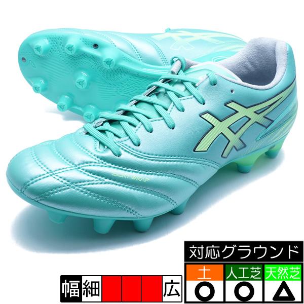 サッカースパイクメーカー：アシックス asicsカラー：AURORA GREEN/ILLUMINATE GREENアッパー：人工皮革（合成皮革）・合成樹脂アウトソール：合成底（ウレタン）フィット感の追求で進化したGELテクノロジー搭載のDS...
