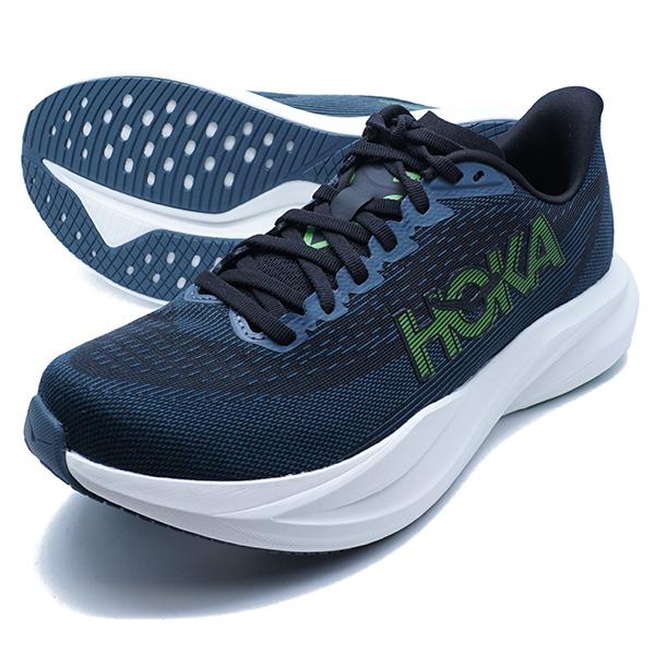 ランニングシューズメーカー：ホカ オネオネ HOKA ONEONEカラー：バーシティ ネイビー / フェイディッド ネイビーアッパー：クリールジャカードアッパーミッドソール：スーパークリティカルフォームEVAアウトソール：ラバースーパークリ...