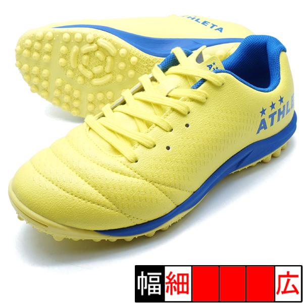 ジュニア サッカー トレーニングシューズメーカー：アスレタ ATHLETAカラー：FYEアッパー：合成皮革×合成繊維ミッドソール：合成底(EVA)アウトソール：合成底(ラバー)柔らかさとボールタッチフィーリングに着目したアッパーと衝撃吸収、...