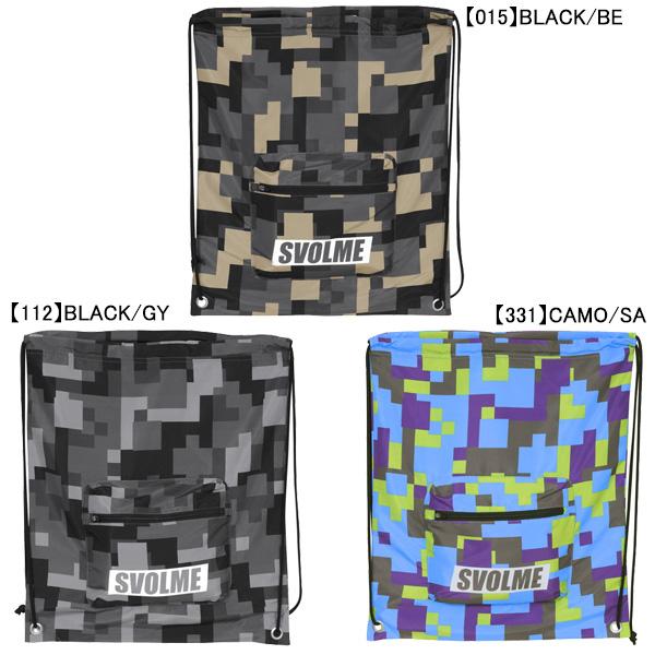 ◆ポスト投函「ネコポス」にて送料無料で発送致します。◆複数点ご購入にてネコポス規格外の場合は、宅急便送料無料で発送致します。ナップサックメーカー：スボルメ SVOLMEカラー：【015】BLACK/BE【112】BLACK/GY【331】C...