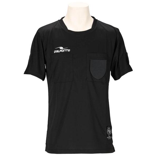 サッカー フットサル 審判用 半袖シャツメーカー：ダウポンチ（Dalponte）カラー：【BLK】素材：ポリエステル100%・生地の厚さ：薄手・ストレッチ性：有・生地感：サラサラ・通気性：◎サイズ目安（メーカー公式 cm）身幅S：46　M：...