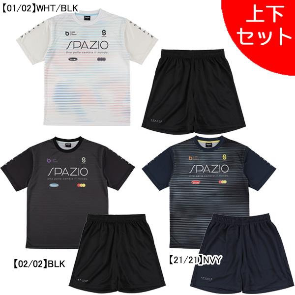 プラクティスシャツ パンツ 上下セットメーカー：スパッツィオ Spazioカラー：【01/02】WHT/BLK【02/02】BLK【21/21】NVY素材：ポリエステル100%接触冷感/吸水/速乾/UVケア・生地の厚さ：薄手・ストレッチ性：...