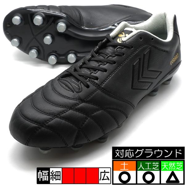 サッカースパイクメーカー：ヒュンメル hummelカラー：ブラック×ゴールドアッパー：カンガルーレザー、人工皮革アウトソール：合成樹脂アッパー前足部にカンガルーレザー、中足部以降にしなやかな人工皮革「ナノフィットスキン」を採用することで優れ...
