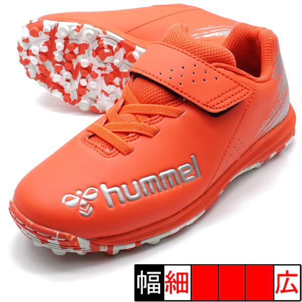 ジュニア サッカー トレーニングシューズ ベルクロメーカー：ヒュンメル hummelカラー：レッド×シルバーアッパー：人工皮革+合成繊維ミッドソール：合成樹脂アウトソール：ゴムこどもの足にとことんやさしい『プリアモーレ』ジュニアの足に優しい...