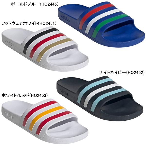 シャワーサンダルメーカー：アディダス adidasカラー：ボールドブルー(HQ2445)フットウェアホワイト(HQ2451)ナイトネイビー(HQ2452)ホワイト/レッド(HQ2453)素材：アッパー/合成樹脂、アウトソール/合成底プールの...