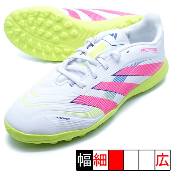 ジュニア サッカー トレーニングシューズメーカー：アディダス adidasカラー：フットウェアホワイト/ルシッドピンク/ルシッドレモンアッパー：合成繊維/合成樹脂アウトソール：ゴム底相手からゴールをもぎ取るために設計された、ジュニア用プレデ...
