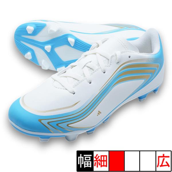 ジュニア サッカー スパイクメーカー：アディダス adidasカラー：アイボリー/セミブルーバースト/アイシーブルーアッパー：合成皮革アウトソール：合成底次世代のプレーヤーのために生まれたF50 メッシ CLUB FG/MG サッカースパイ...