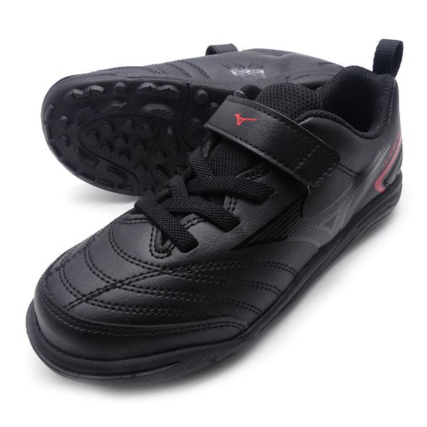 ジュニア トレーニングシューズ マジックテープメーカー：ミズノ mizunoカラー：ブラック×ブラックアッパー：人工皮革アウトソール：ゴム底モナルシーダシリーズにキッズモデルが登場。オールゴム紐ベルト採用のワイドフィットトレーニングモデル。...