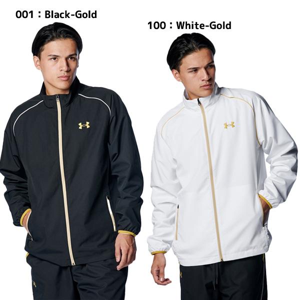 UAアンディナイアブル フルジップ ウーブン ジャケット（ベースボール/MEN）通気性と撥水性を両立し、軽量で耐久性に優れたウォームアップジャケット。裏面メッシュでオーバーヒートを防ぐ。上下セットアップで着用可能。撥水加工を施したリップスト...