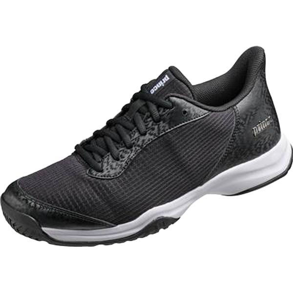 DPS414 オールコート用シューズメンズ レディース テニスシューズメッシュアッパーでソフトな足入れ感を実現した軽量コンフォートモデル。【メーカー】プリンス Prince【カラー】165：ブラック【素材】アッパー：人工皮革＋合成繊維ミッド...