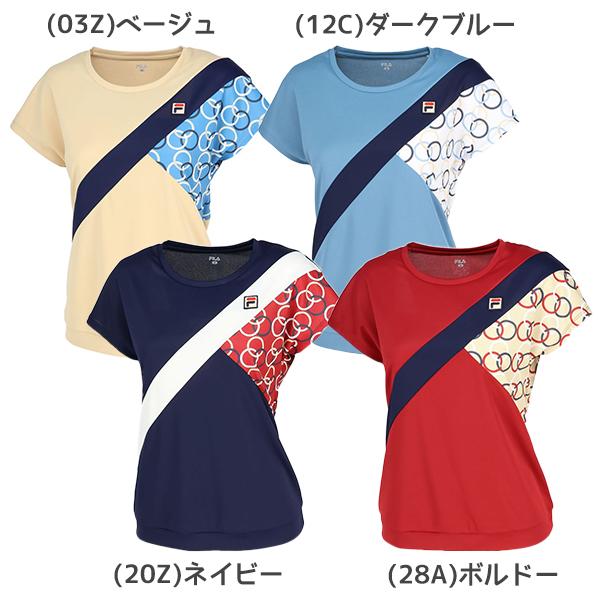 FILAテニスアーカイブからのインスピレーションのプリントデザインを大胆に配しながらも洗練されたエレガントなゲームシャツ。身体の動きに合わせて斜めに走る切り替えが躍動感を感じさせます。●カラー：(03Z)ベージュ、(12C)ダークブルー、(...