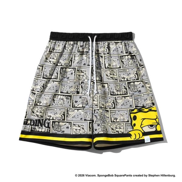 ・ラインから覗くスポンジ・ボブがポイントのコミックデザインの総柄ラインパンツ。使用済みペットボトルを再利用したエコフレンドリーなリサイクル生地を使用しています。・汗などのウェア内の水分を吸収し、外へと放出してドライな着心地をキープする吸水速...