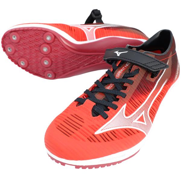 ミズノスプリントNEO(短距離／ハードル)オールウェザートラック専用/短距離用【メーカー】ミズノ mizuno【カラー】02：レッド×ホワイト×ブラック【素材】 アッパー：合成繊維、人工皮革ソール：合成底、スパイク / 金属 (取替式)【幅...