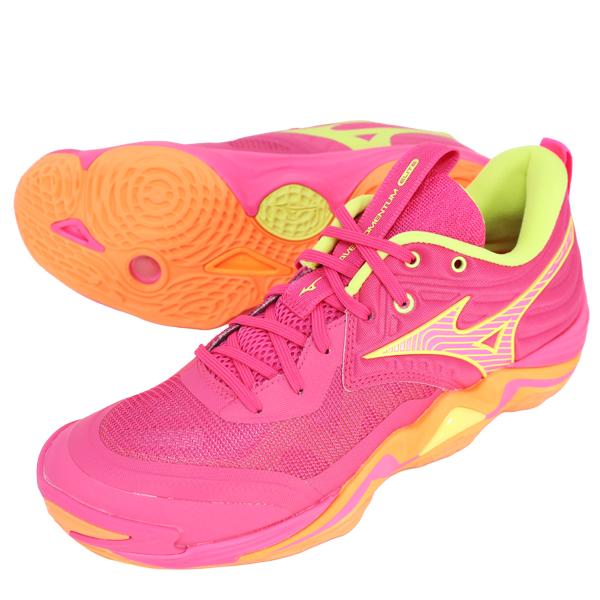 ウエーブモーメンタム エリートブレるな。何度でも。最高のクッション性と安定性を追求したトップモデル「ウエーブモーメンタムエリート」【カラー】42：ピンク×イエロー×オレンジ 【素材】甲材：合成繊維、人工皮革底材：合成底【質量】約350g（2...