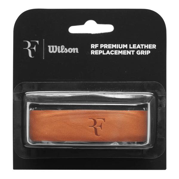 RF LEATHER REPL GRIPこだわり派が愛し続けるプレミアムレザーグリップ。RFロゴの刻印入り。【メーカー】ウィルソン/wilson【素材】レザー【フェイス面積】厚さ1.6mm×幅21mm×長さ1100mm【製造国】中国