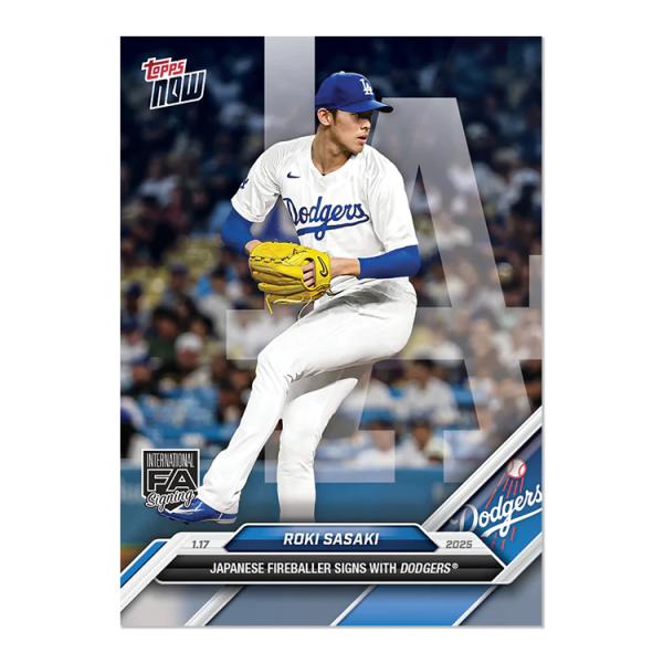 【発売日：2025年01月17日】・シリーズ：2024 MLB TOPPS NOW・サイズ　：2.5x3.5インチ（約6.4×8.9センチ）・選手名　：佐々木朗希 （Roki Sasaki ささきろうき）・チーム　：ドジャース DODGER...