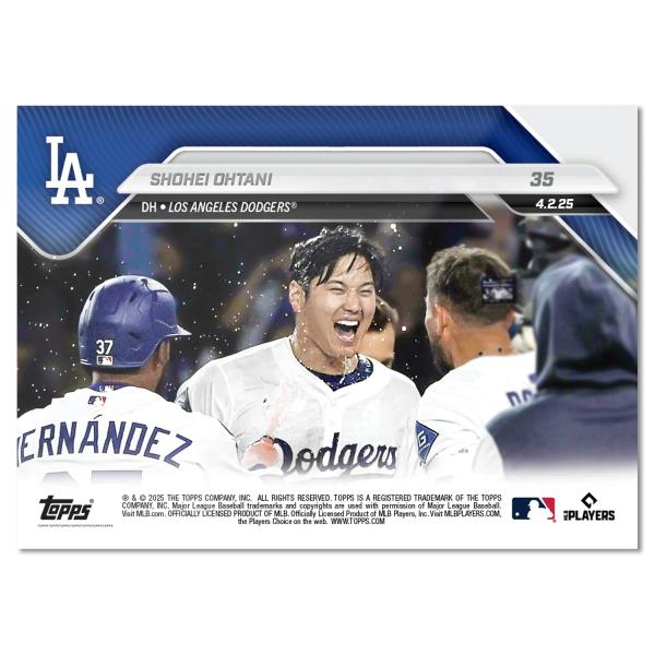 【発売日：2025年04月02日】・シリーズ：2025 MLB TOPPS NOW・サイズ　：2.5x3.5インチ（約6.4×8.9センチ）・選手名　：大谷翔平（Shohei Ohtani おおたにしょうへい）・チーム　：ドジャース DOD...