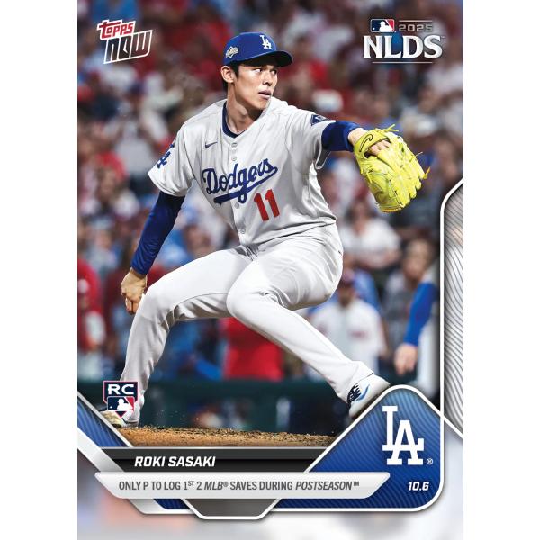 【発売日：2025年10月07日】・シリーズ：2025 MLB TOPPS NOW・サイズ　：2.5x3.5インチ（約6.4×8.9センチ）・選手名　：佐々木朗希 （Roki Sasaki ささきろうき）・チーム　：ドジャース DODGER...