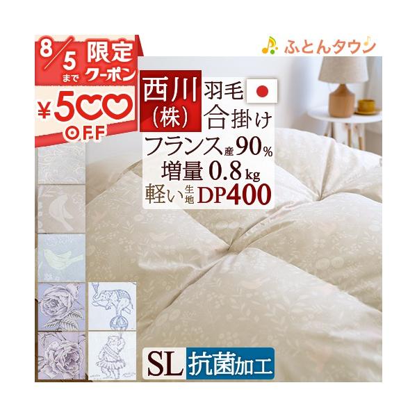 ◆商品名：羽毛布団 シングル 西川 合掛け布団 日本製◆商品お問合せ番号：2935◆メーカー名：西川株式会社◆商品規格：■サイズ：シングルロングサイズ（シングルサイズ）150×210cm■詰め物：フランス産ホワイトダックダウン90％ フェザ...