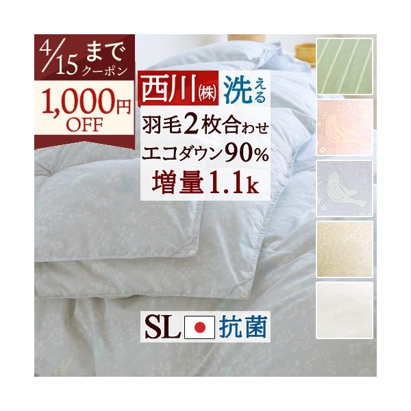◆商品名:西川リビング 2枚合わせ 羽毛布団 羽毛掛けふとん◆商品お問合せ番号:57062◆メーカー名:西川株式会社/西川リビング◆商品規格:■サイズ：シングルロングサイズ（シングルサイズ）150×210cm■詰め物：リサイクルダックダウン...