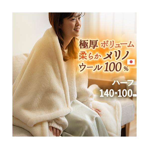 ◆商品名：ウール毛布 お昼寝 ジュニア ハーフケット ひざ掛け◆商品お問合せ番号：58441◆メーカー名：ふとんタウンPB◆商品規格：■サイズ：シングル　140×100cm（パイル製許容範囲+5％、-3％）■素材：パイル糸(毛羽部分)：ウー...