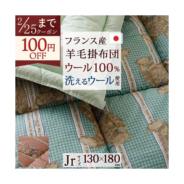 ◆商品名： ジュニア掛布団/日本製/ジュニア羊毛100掛けふとん/ラインベア◆商品お問合せ番号：5909◆メーカー名：国内メーカー（A）◆商品規格：■サイズ：130×180cm■側生地：綿100%■詰め物：羊毛100%　1.3Kg■8ヶ所ル...