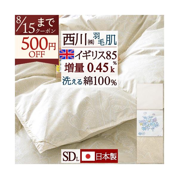 ◆商品名：肌掛け布団 セミダブル 羽毛布団 夏 西川 掛け布団 肌布団 羽毛掛け布団◆商品お問合せ番号：7916◆メーカー名：西川株式会社/西川リビング◆商品規格：■サイズ：セミダブル　175×210cm■側生地：綿100％■詰め物：イギリ...