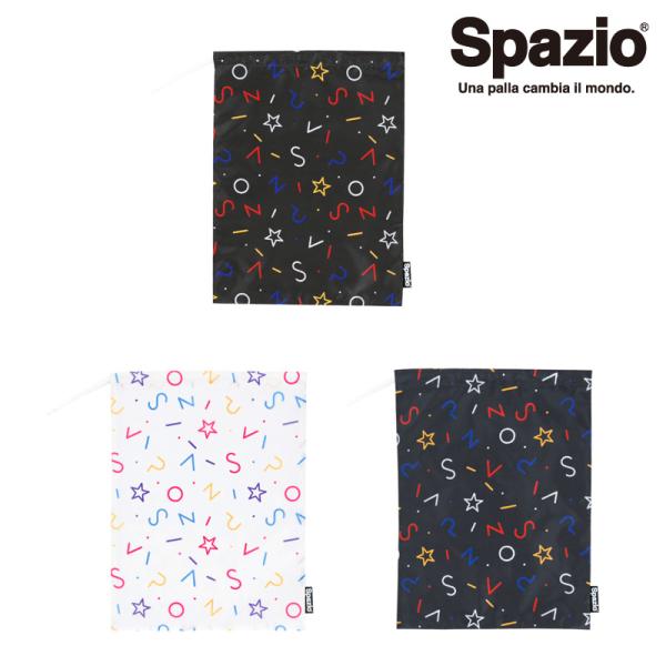 Spazioの ネオンシューズバッグ!!  スパッツィオのシューズケースです。ネオンサインのようなアルファベットと記号が散らばったポップなデザインのマルチバッグです。シューズ入れに最適な大きさ。サイズ：Ｗ30cm×Ｈ39cm◎ 昇華プリント...