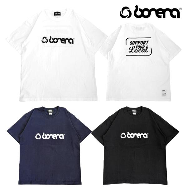 boneraの Tシャツ！ボネーラの半袖Tシャツです。定番ロゴT。カジュアルからスポーティーまで多用途に活躍します。前面には定番ロゴプリント。背面には SUPPORT YOUR Local とプリントされています右腰にはネームタグが付いています。