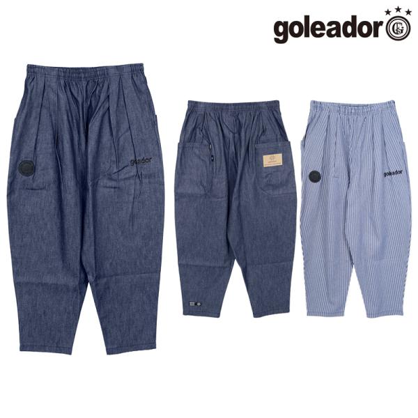 goleador のデニム 2+1タック ボールパンツ！ゴレアドールのカジュアルロングパンツです。細部にこだわり尽くした丸みのあるシルエットのボールパンツ。フロントと背面にタックを入れる事で立体感を強調したデザイン。足元も立体的になるよう、...