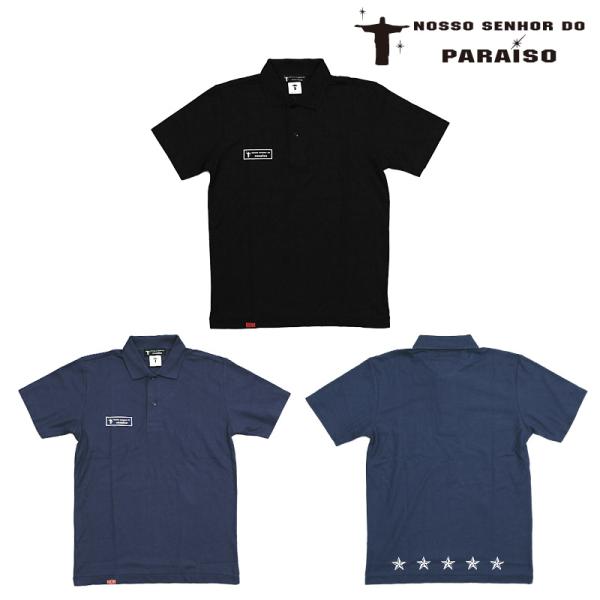 NOSSO SENHOR DO PARAISOの フレームロゴポロシャツ !!  ノッソのポロシャツです。 胸元のフレームロゴとバック裾のスタッズスターがノッソらしいシンプルなデザイン。 フロント裾にはピンネームタグがあしらわれています。