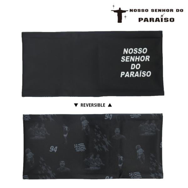 NOSSO SENHOR DO PARAISO の 1994 ヘッドバンド！ノッソセニョールドパライーゾのヘアバンドです。1994年W杯アメリカ大会をモチーフにした総柄デザインとブランドロゴがデザインされたシンプルな無地デザインのリバーシブ...