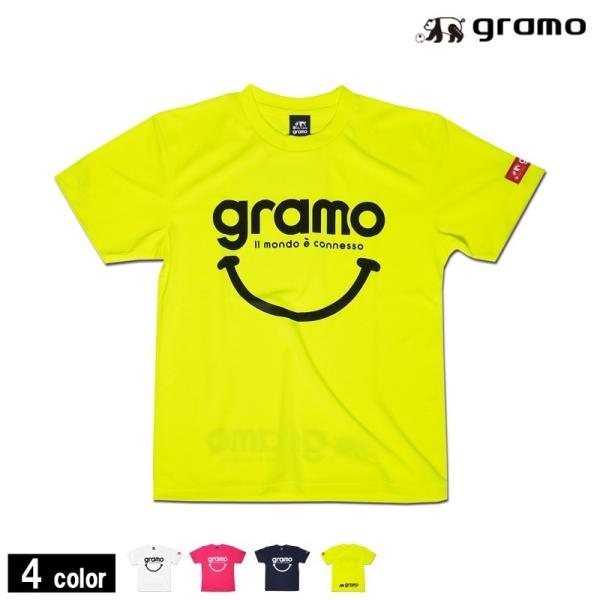 gramoのニコット！！  グラモのプラクティスシャツです。 着ているだけで笑顔になれそうな ニッコリ笑ったgramoロゴが印象的です。 袖の赤タグがアクセントになっています。  120cm〜LLサイズまで展開しておりますので、 お子様から...