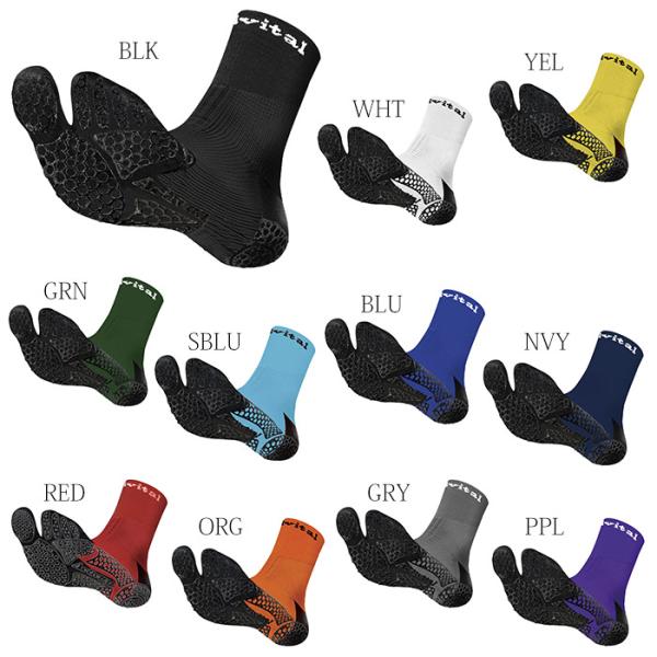 特許取得の編み組織が可能にする足首の安定感、足指を強く使える足袋形状が生む質の高いサポート性。解剖学的アプローチでしたグリップ力は従来ソックスの1.6倍！さらにSEK抗菌防臭加工の糸を採用。素材：ポリエステル・綿 ・ポリウレタン滑り止め部分...