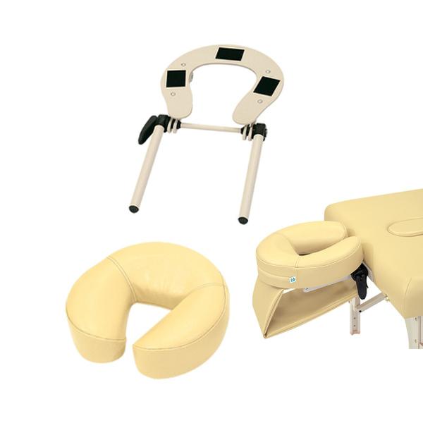 ローズ60（70）・マリーに後付け可能な多機能脱着式フェイスマット。最適な施術ポジションを提供する無段階角度調節機能付きフェイス。幅29cm、長さ29cm、高さ8cm