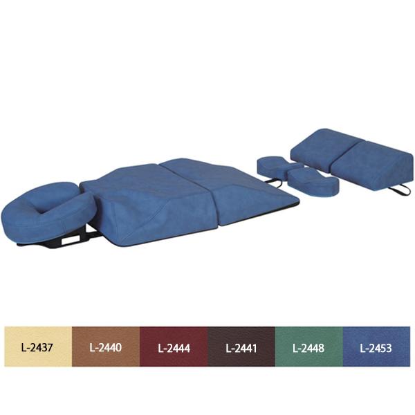 5種類のサポートクッションから形成される極上のポジションを実現。人間工学に基づいた自然な状態の姿勢で脱力したリラックス感を提供。鍼灸やカイロから訪問マッサージや理学療法まで究極のボディマット。