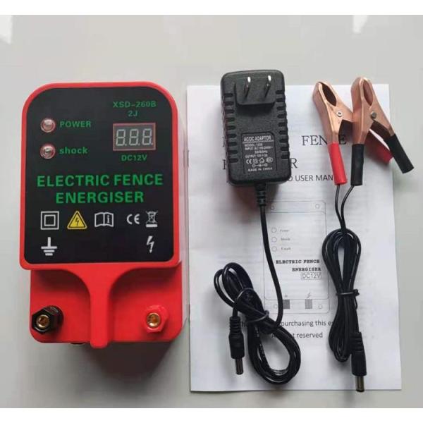 新型パルス式牧場電子フェンス本体、全防水設計、デジタルチップを採用、高エネルギー変換、入力電圧：DC12V、入力電流：＞2A、動作電流：100-700mA、出力電圧：ピーク 10KV、パルス間隔：1.3S、パルス持続時間：＜0.1S、蓄積エ...