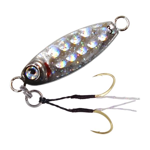 ■付属品:ダブルアシストフックエステルラインや極細PEを使ってそのままキャスト!!ジグヘッドでは届かない竿抜けエリアを狙えるほか、シルエットも小さい為、今までバイトまで持ち込むことが出来なかったターゲットに口を使わせることが可能。アジをメイ...