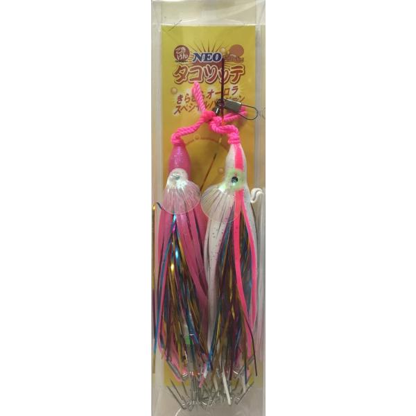 【使用例】★船釣りでの使用＝鉛付加：３０〜５０号★岸釣りでの使用＝鉛付加：　６〜１０号５寸サイズ浮きスッテ＋オーロラシェルタコベイト＋ティンセルスカート仕様で派手モノ好きのタコへの視認アピール度抜群！ケイムラベイト仕様が加わり、けい６色のラ...