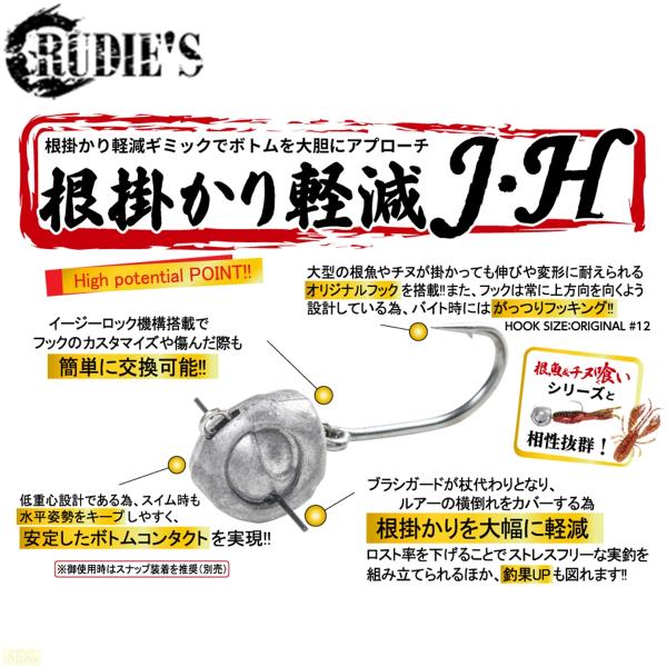 ヘッド部のブラシガードが杖代わりとなり、横倒れをカバーすることで厄介な根掛かりを大幅軽減！フックもイージーロック機構搭載で簡単にカスタムや交換が可能！ボトムを恐れることなく攻めることが出来る進化系ジグヘッドとなっています。ワームには「根魚&...
