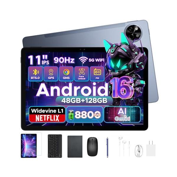 ?【Android 16＋Gemini AI 2.0・AIで作業効率化】P11 最新の android16 タブレット として、性能と省電力のバランスを最適化し、よりスムーズな操作と長時間使用を実現。内蔵のGemini AI 2.0により、...