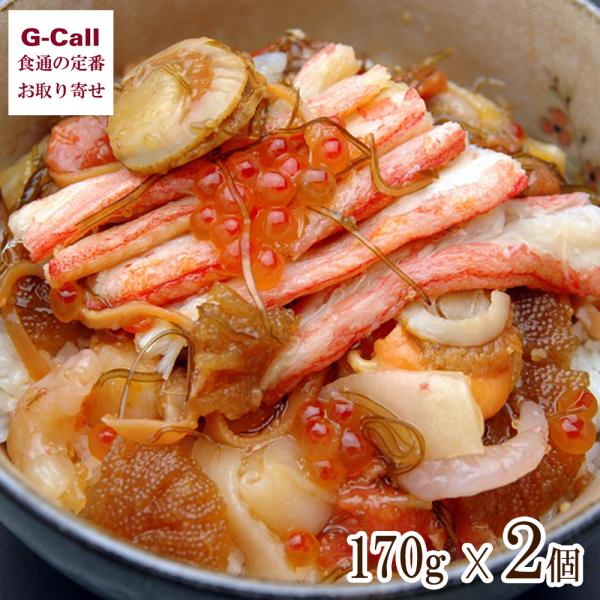 スルメと昆布を醤油ベースで味付けした数の子松前漬けに本ズワイガニの身、ほたて、紅鮭、エンガワ、いくらなど様々な海の幸をたっぷりと混ぜ合せました。内容量：170g×2個賞味期限：製造日から冷凍保存で90日配達方法：冷凍便配達日：ご注文後、7日...